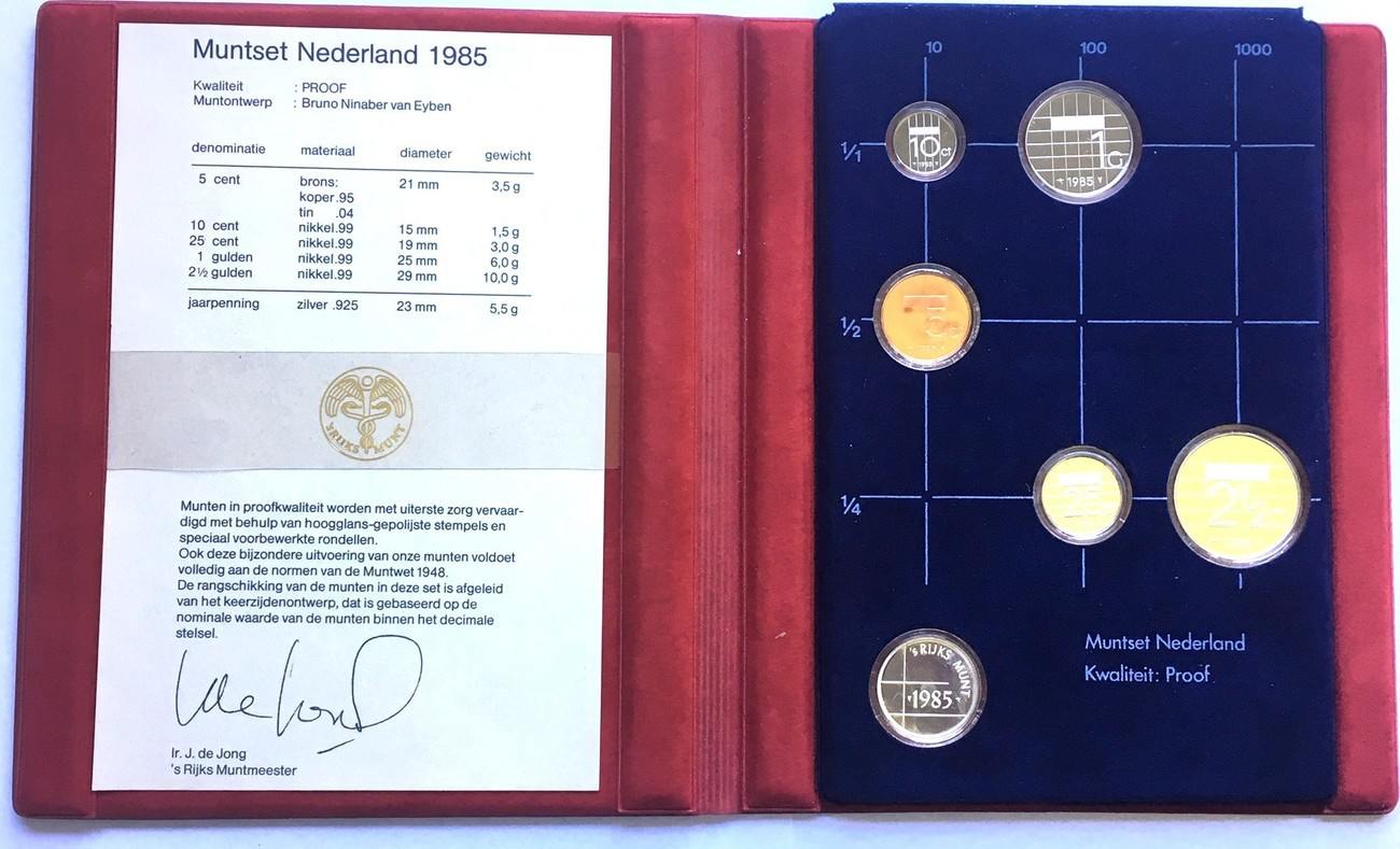 Niederlande NETHERLANDS Proof set 1985 with silver token # NL85P | MA-Shops