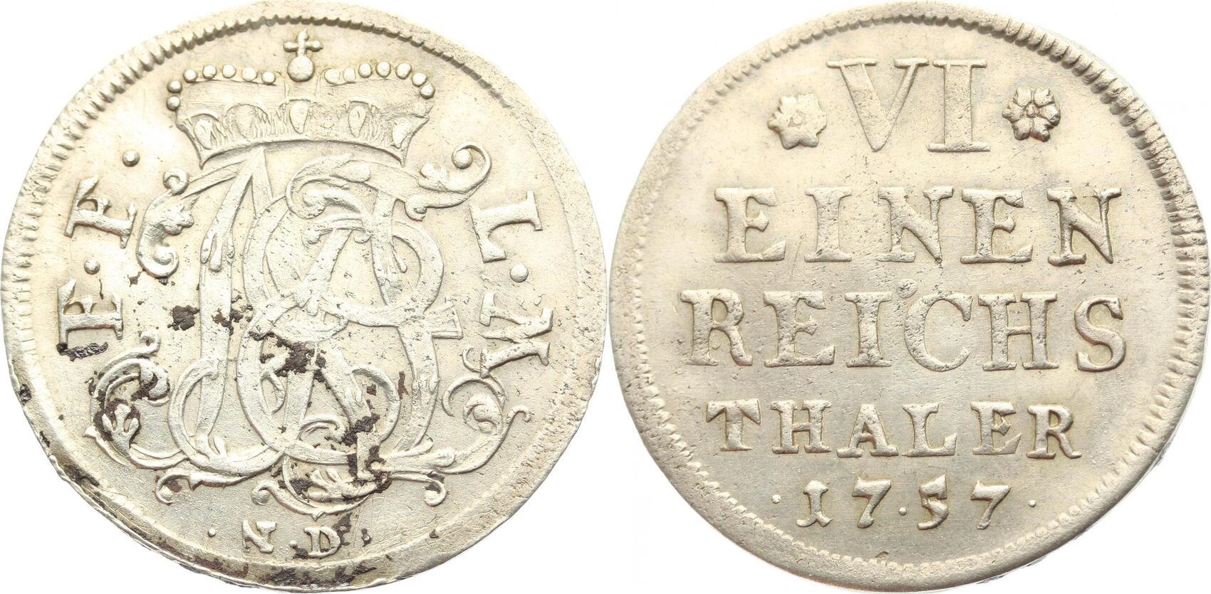 Fulda-Bistum 1/6 Taler 1757 ND Adalbert von Walderdorf 1756-1759. Min ...