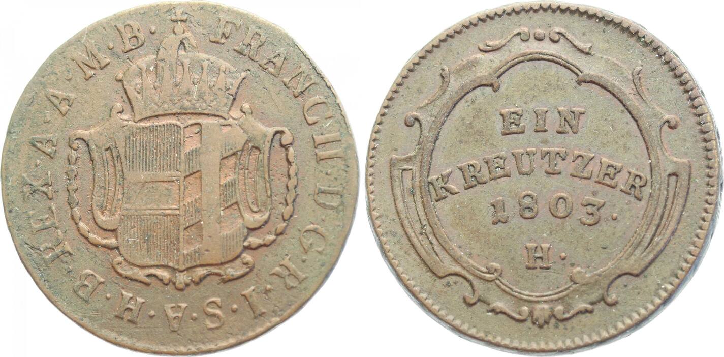 Haus Habsburg 1 Kreuzer 1804 H Franz II.(I.) 1792-1835. VF | MA-Shops