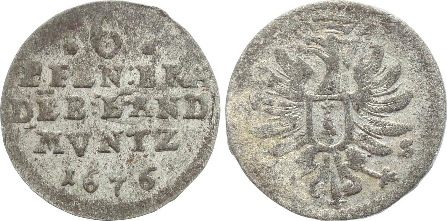 Brandenburg-Preußen 6 Pfennig 1676 CS Friedrich Wilhelm 1640-1688. VF ...