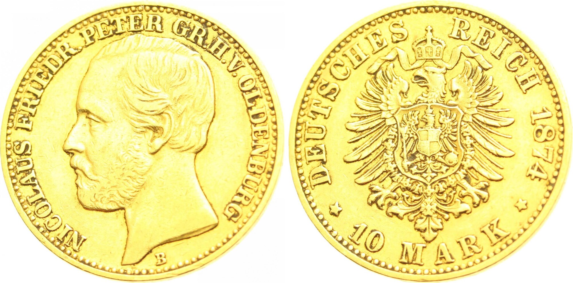 Oldenburg 10 Mark Gold 1874 B Nicolaus Friedrich Peter 1853-1900 ...