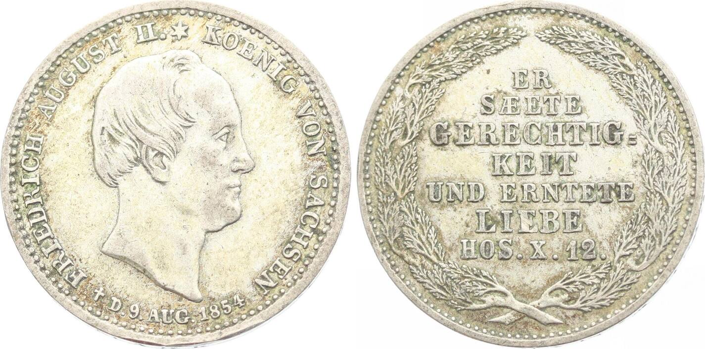 Sachsen-Albertinische Linie 1/6 Sterbetaler 1854 Johann 1854-1873. VF+ | MA-Shops