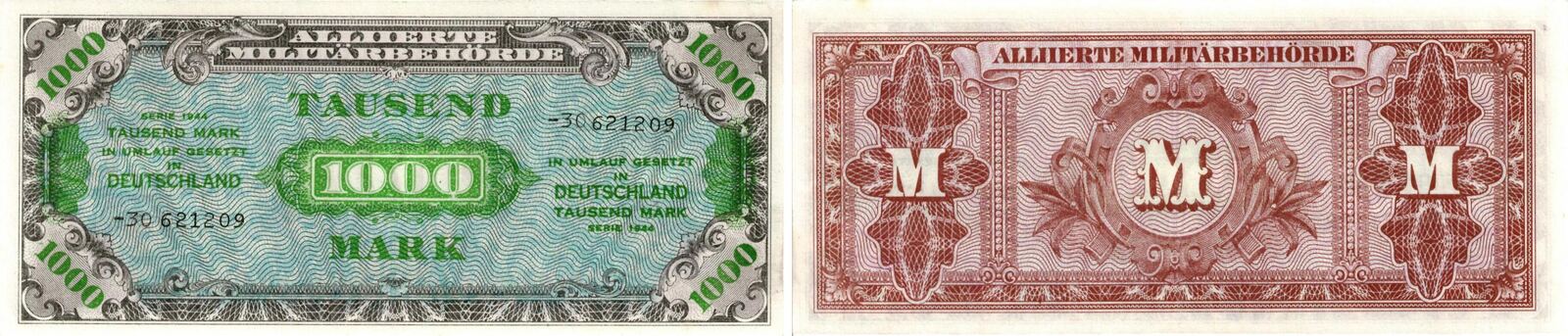 Allgemein 1000 Mark Alliierte Besatzung 1944. Fast GEM UNC | MA-Shops
