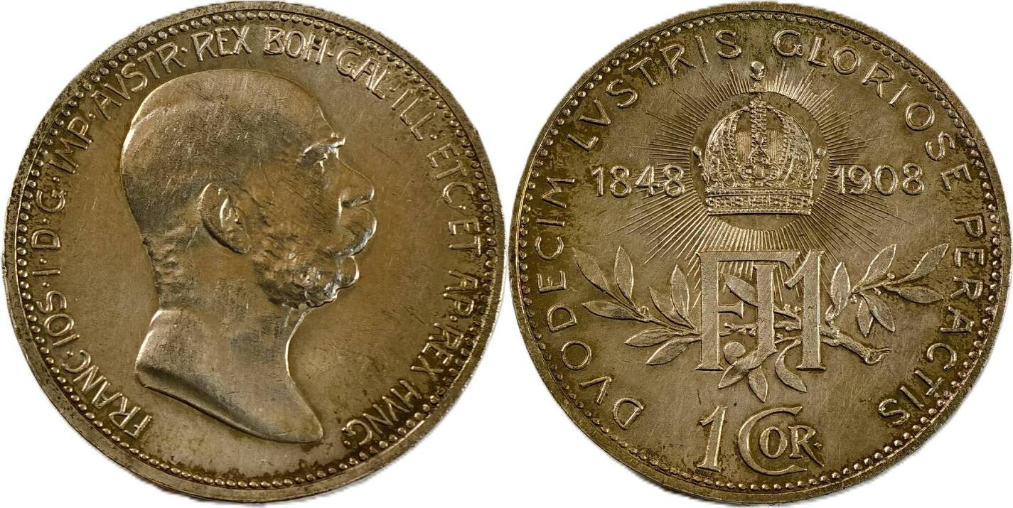 Österreich 1 Corona 1908 Franz Joseph- 60th Anniversary of the Reign AU ...