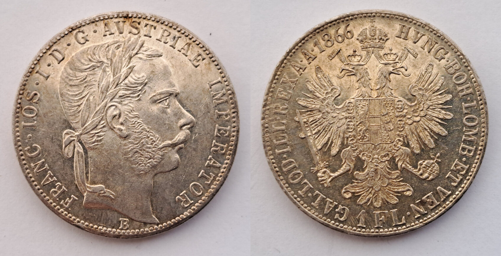 Ungarn 1 Gulden/ 1 Florin 1866 Kremnitz- Franz Joseph I. Berieben-EF | MA-Shops