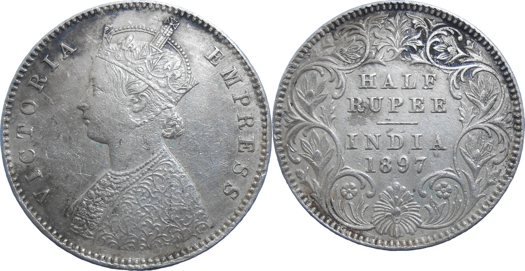 India 1/2 Rupee 1897 Victoria (1876-1901) VF | MA-Shops