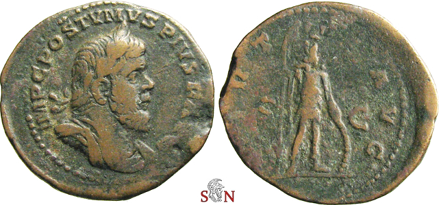 Postumus Sestertius - Very rare Obv. Legend with PIVS - VIRTVS AVG ...