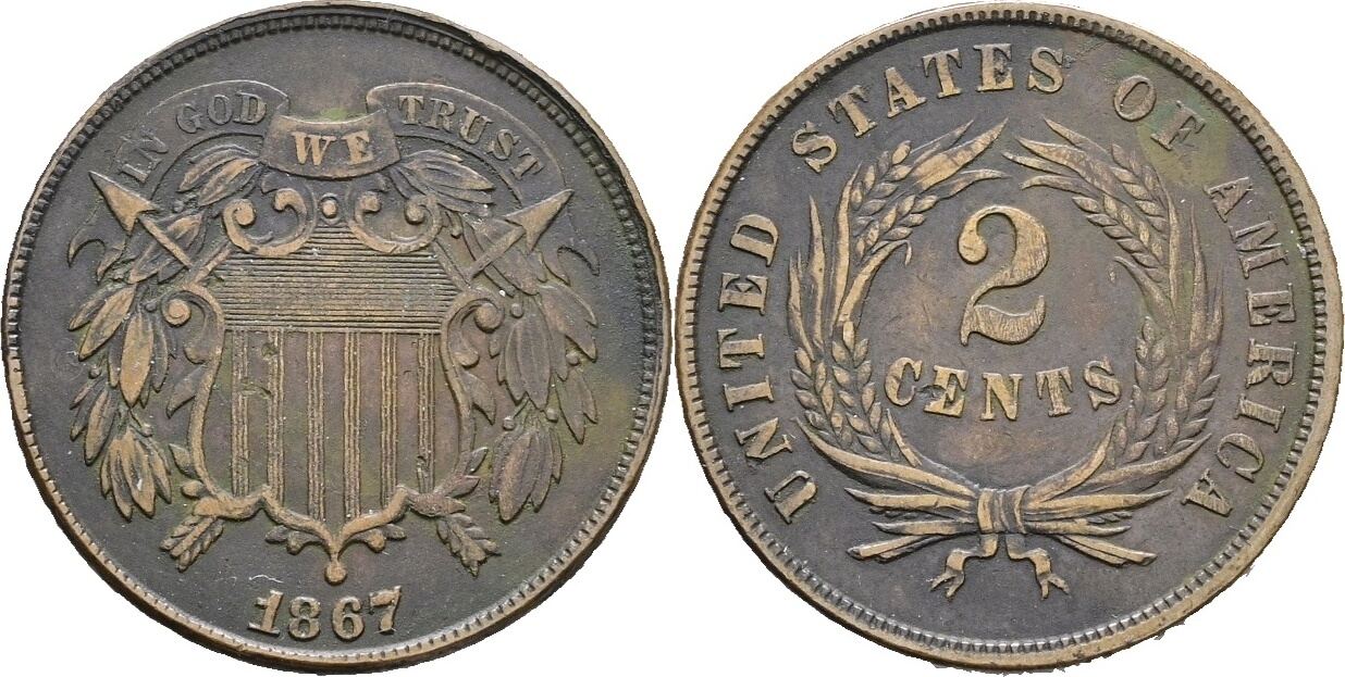 USA 2 Cents 1867 VF-EF | MA-Shops
