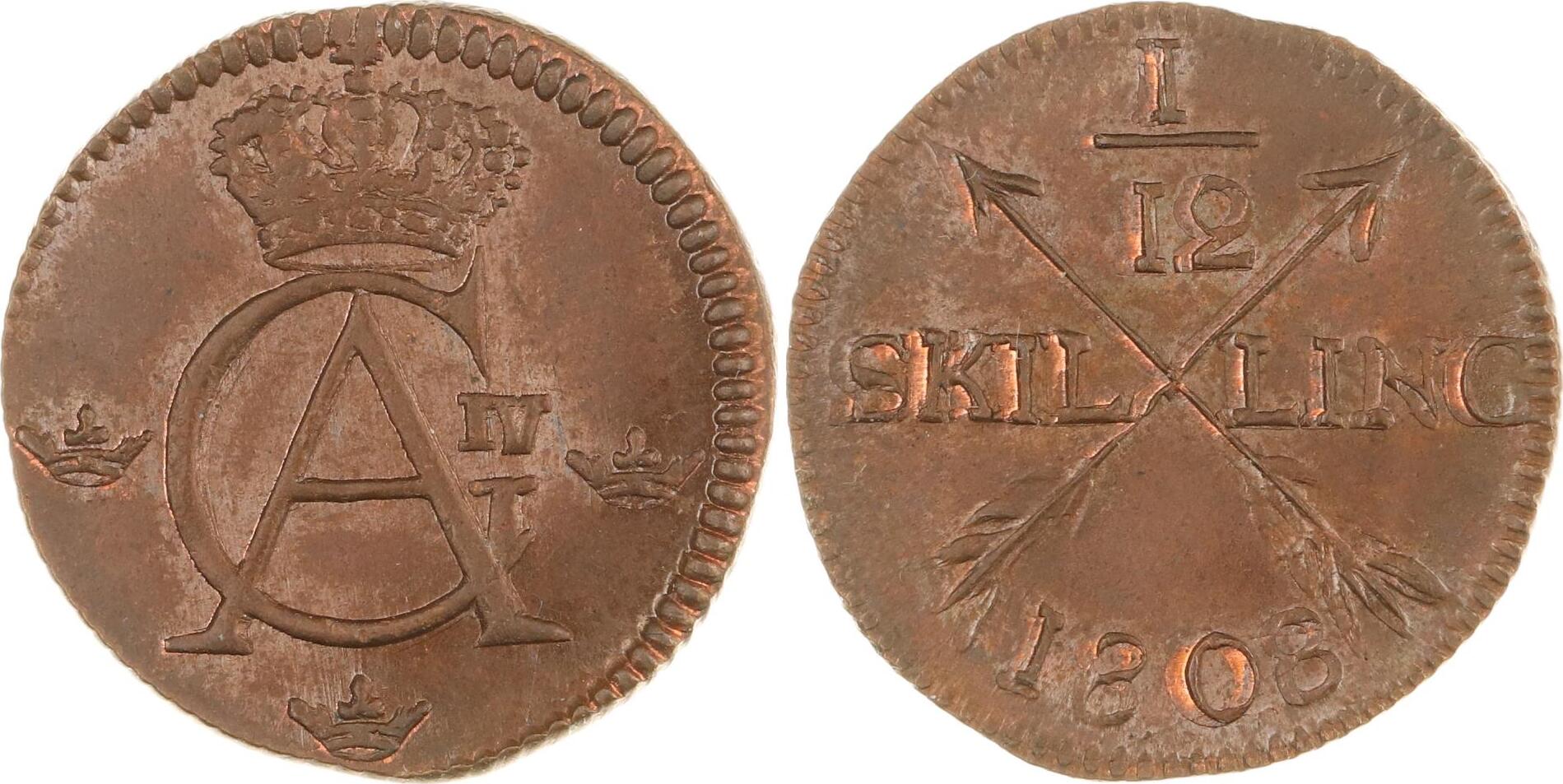 Schweden Cu 1 12 Skilling 1808 Gustav IV Adolf 1792 1809 schweden-cu-1-12-skilling-1808-gustav-iv-adolf-1792-1809