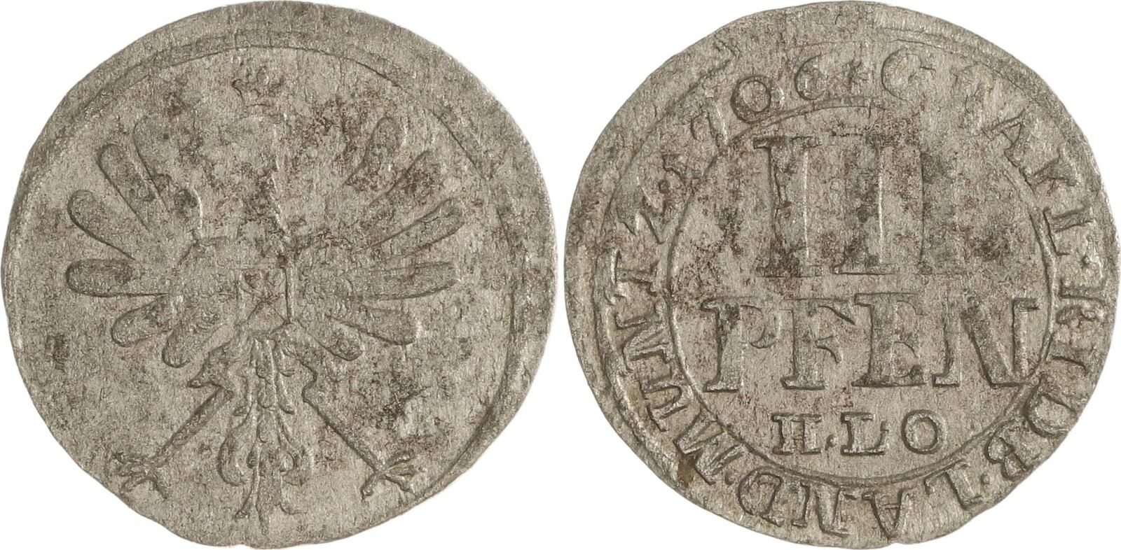 Rietberg, Grafschaft 3 Pfennig 1706 Maximilian Ulrich 1699-1746. VF ...