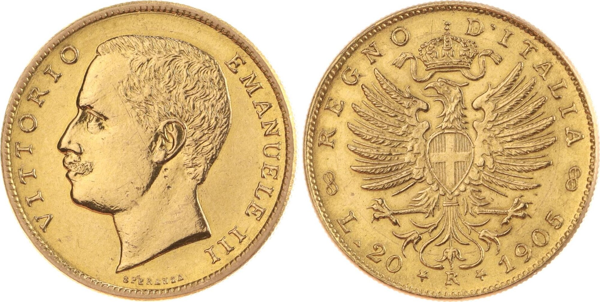 Italien-Königreich 20 Lire Gold 1905 R Vittorio Emanuele III. 1900-1946 ...