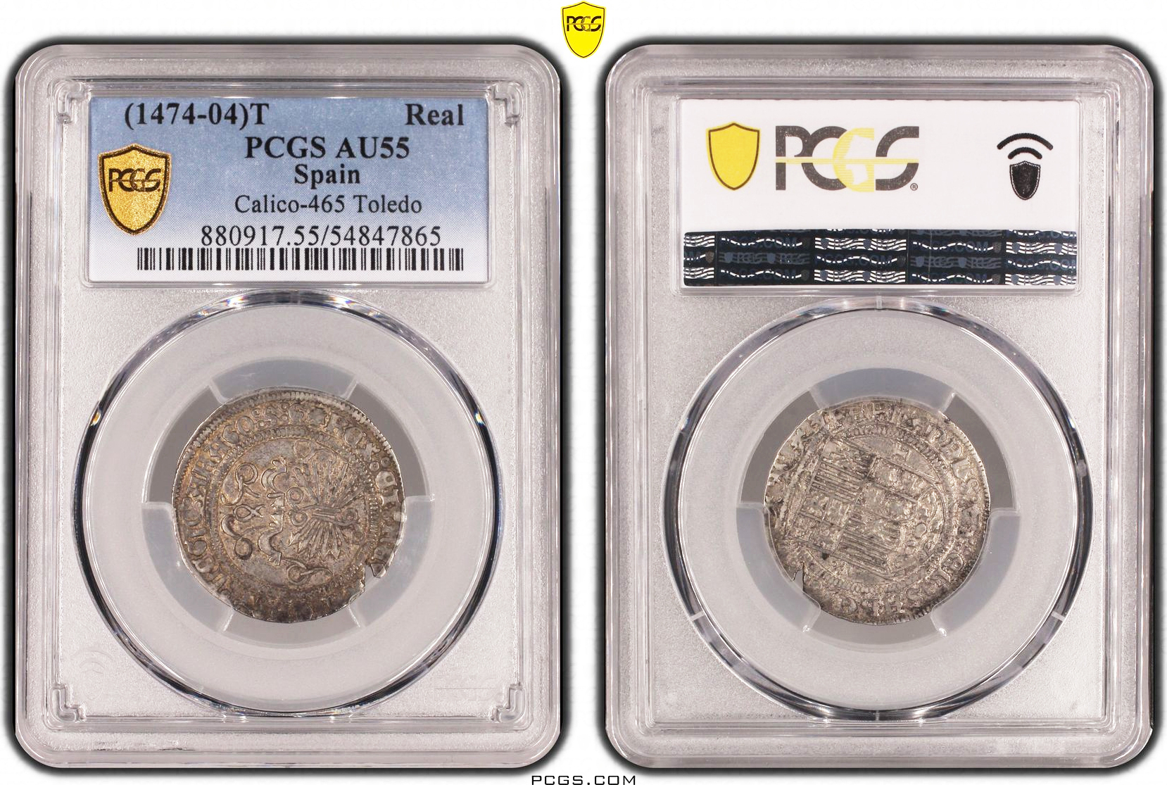 Spain Real 1474-1504 Ferdinand & Isabella I (Catholic Monarchs). Toledo mint! PCGS AU55 | MA-Shops