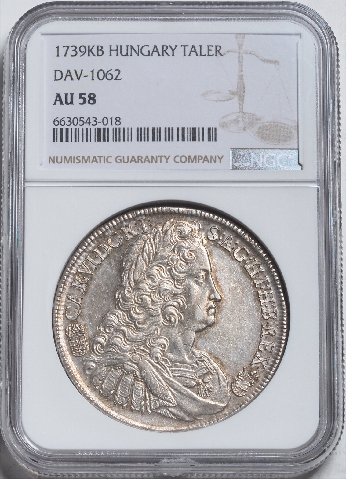 HUNGARY TALER 1739 KB Charles VI. Silver Thaler Coin. Top Pop! NGC AU ...