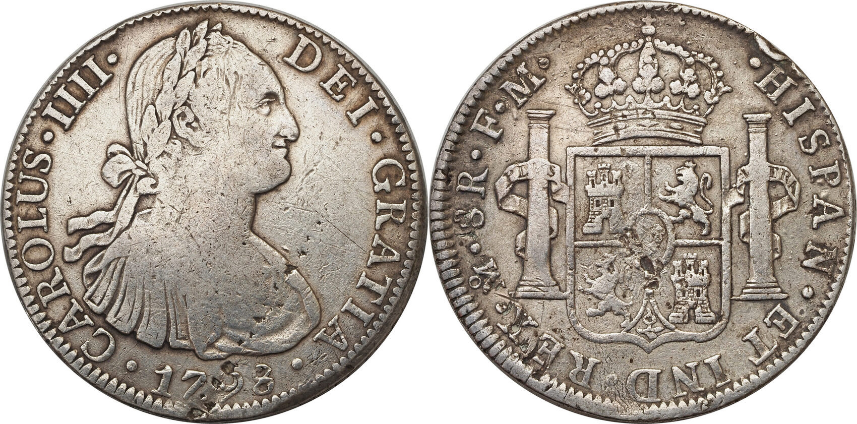 Mexico 1798 Charles IV. Spanish Colonial Silver 8 Reales Coin. About VF ...