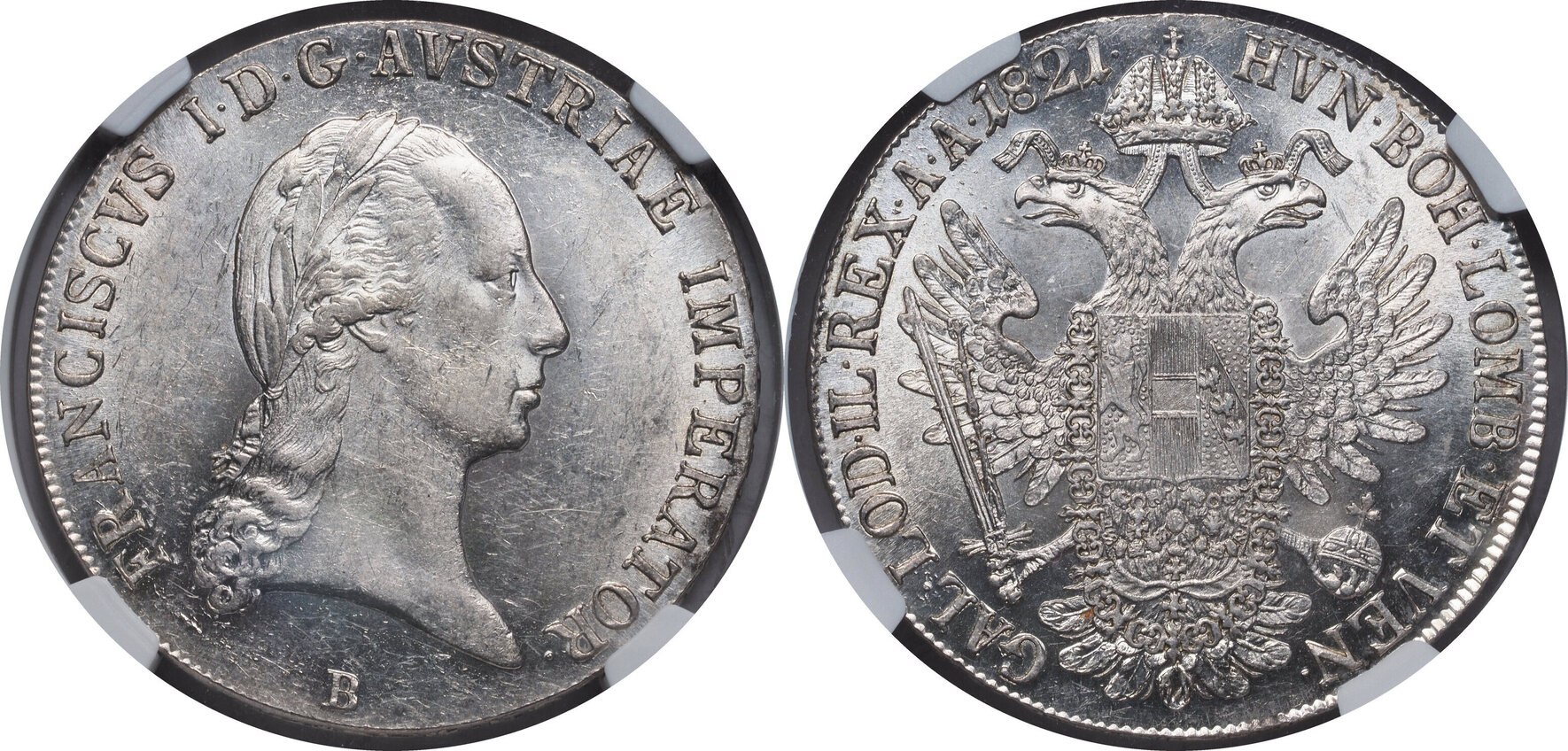 AUSTRIA TALER 1821 B Francis I. Silver Thaler Coin. Kremnitz! Top Pop 1 ...