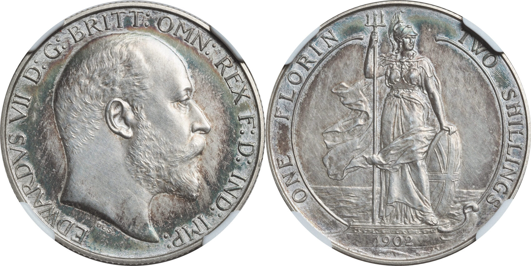 G.BRITAIN Florin (2 Shillings) 1902 Edward VII. Matte Proof Silver ...