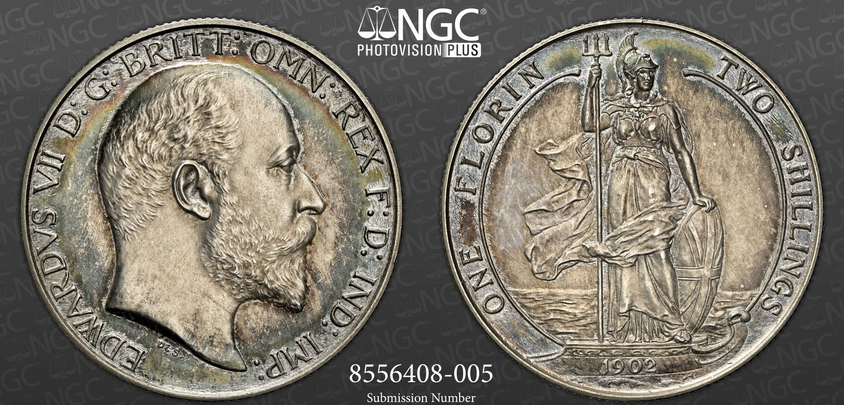 G.BRITAIN Florin (2 Shillings) 1902 Edward VII. Matte Proof Silver ...