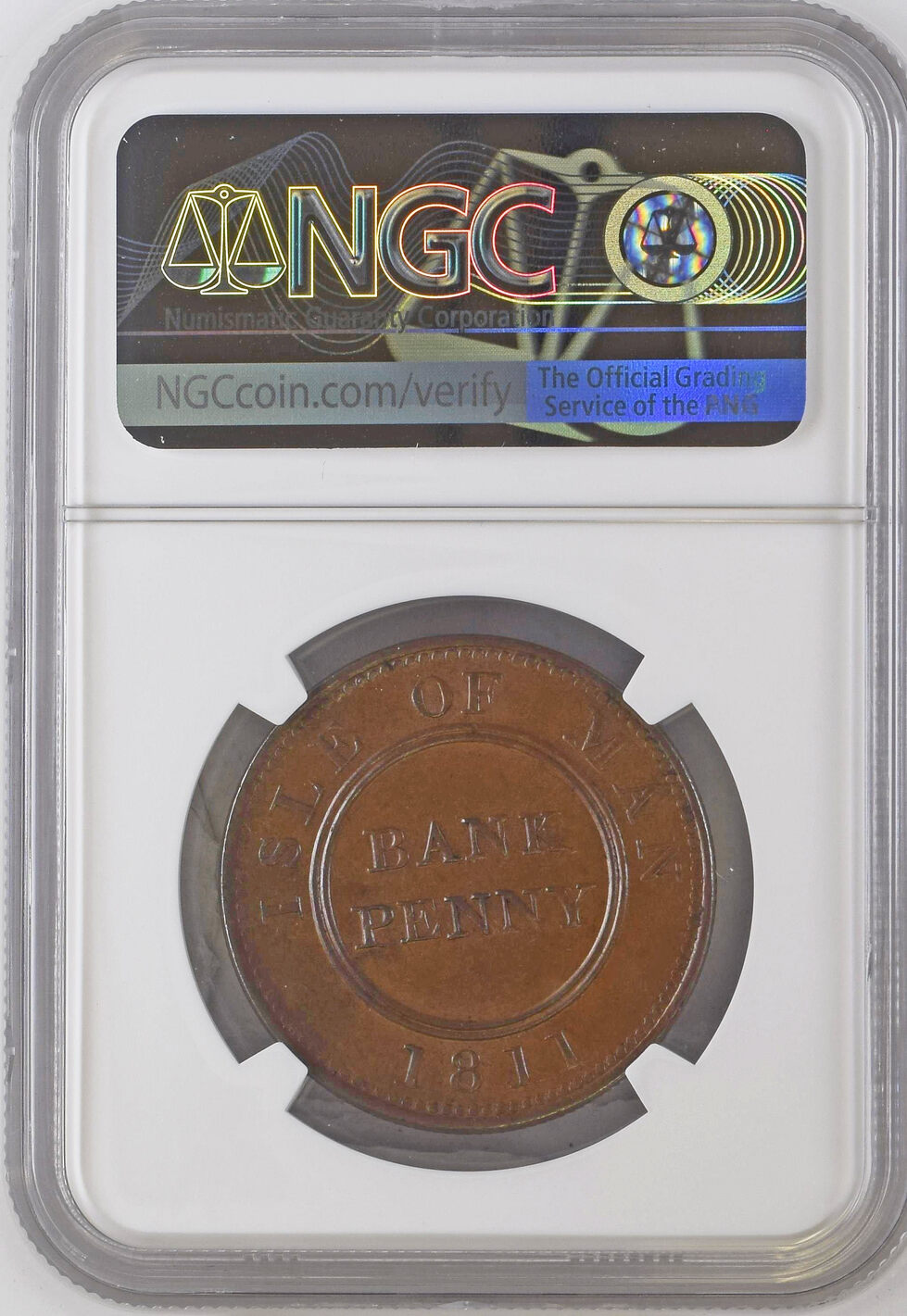 1811 Isle of Man Bank, Token Coinage. Copper Penny Coin. NGC MS 63 BN ...