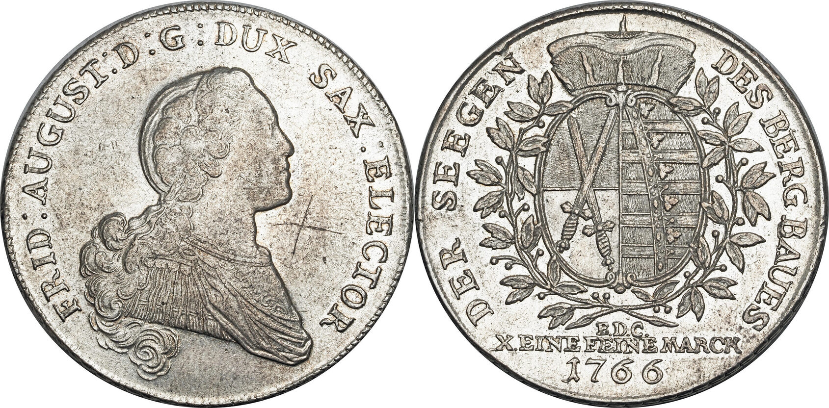 Saxony Mining Thaler 1766 Frederick Augustus III. Ausbeutetaler. XF/AU ...