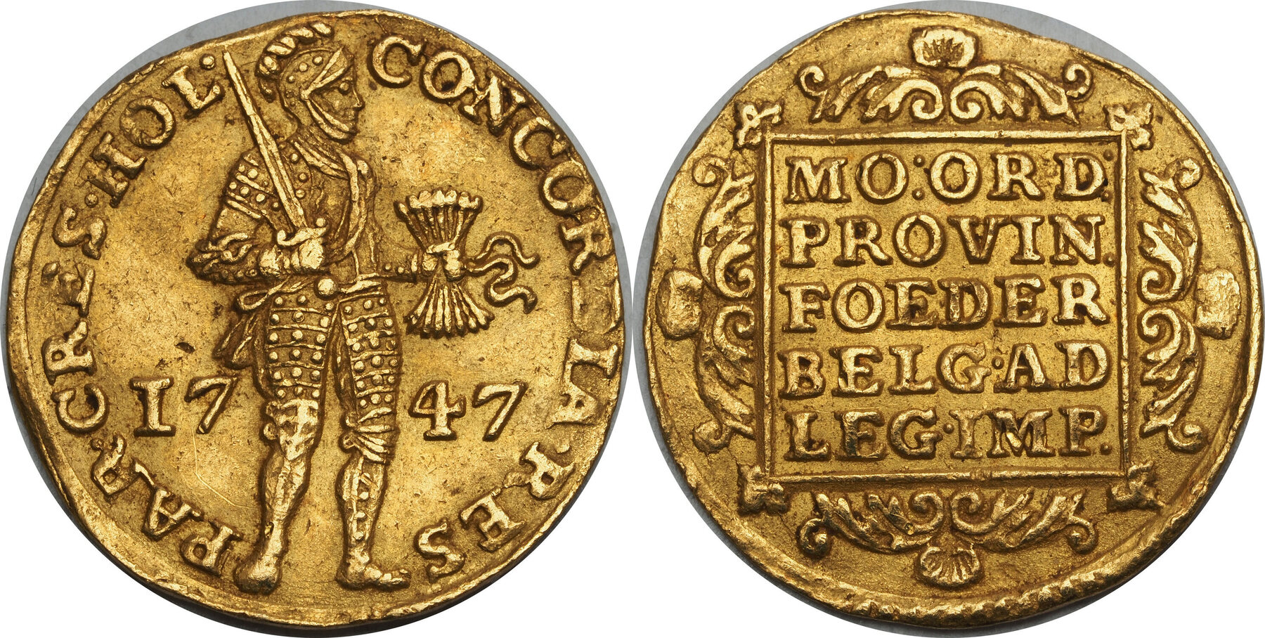 NETHERLANDS 1747 Holland. Gold Knight Ducat Coin. XF-AU | MA-Shops