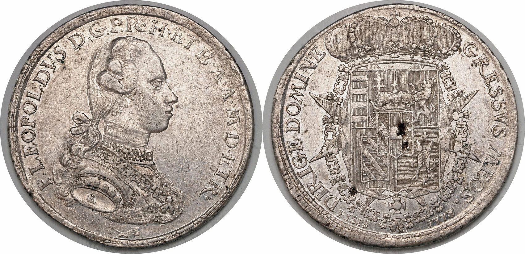 ITALY 1829 Tuscany, Leopold II (as Grand Duke). Silver Francescone (10 ...