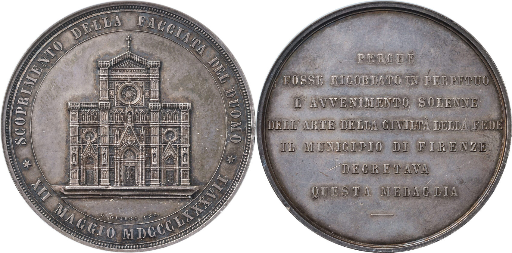 ITALY-Florence Medal 1887 Unveiling of the Facade of Santa Maria del ...