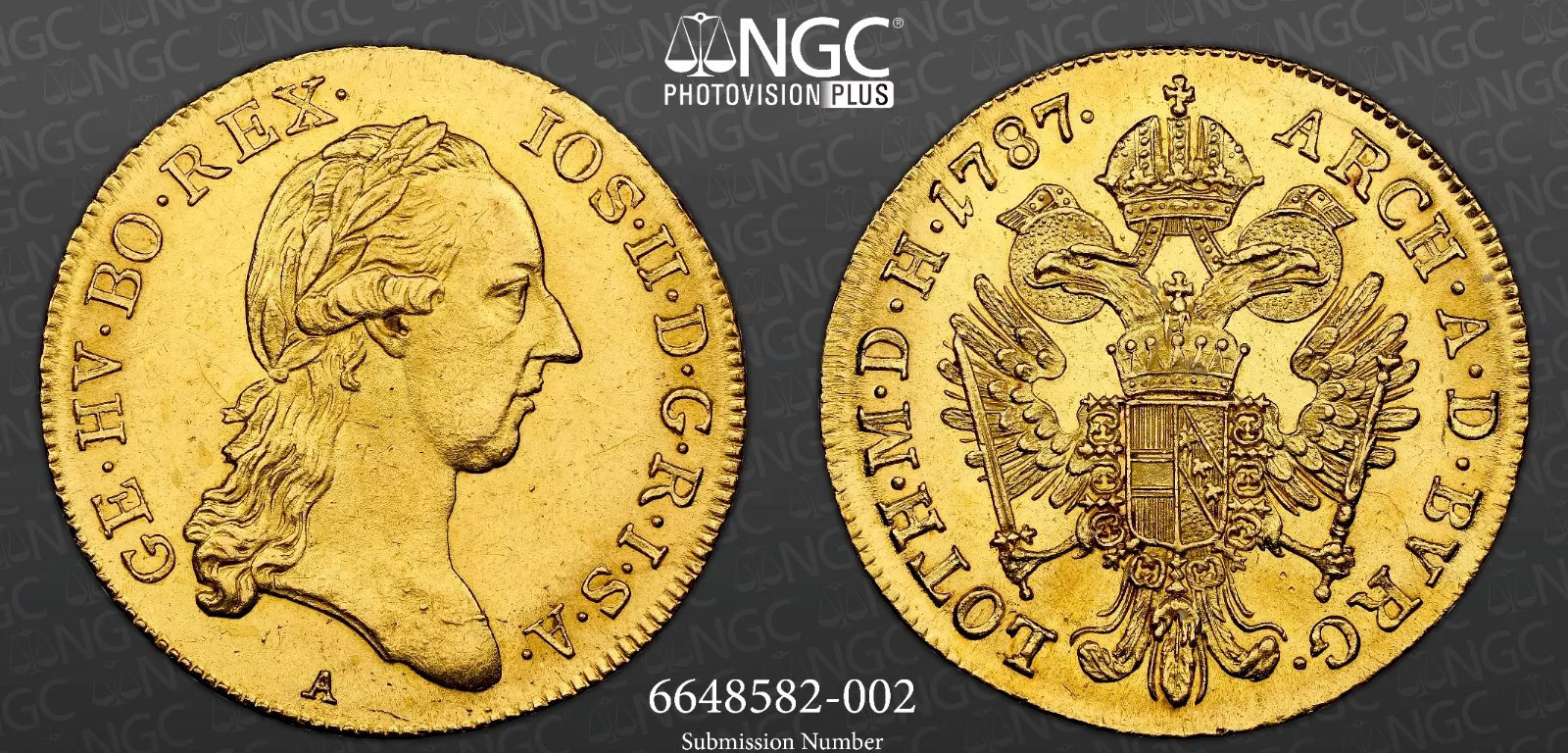 1787-A Austria, Emperor Joseph II. Gold Ducat Coin. NGC MS 62 | MA-Shops