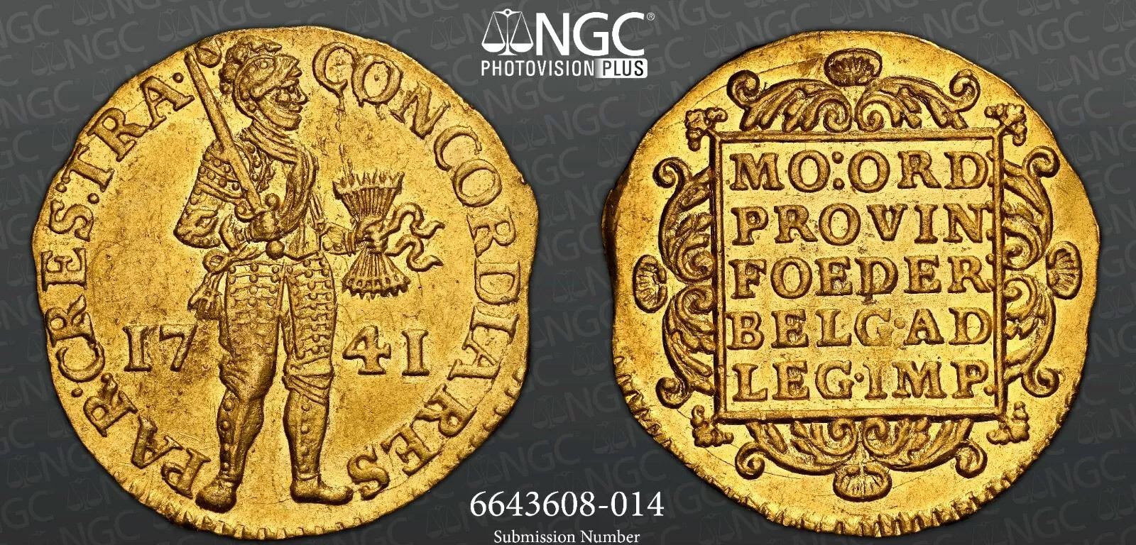 NETHERLANDS 1741 Utrecht (City). Gold Knight Ducat Coin. NGC AU Details ...
