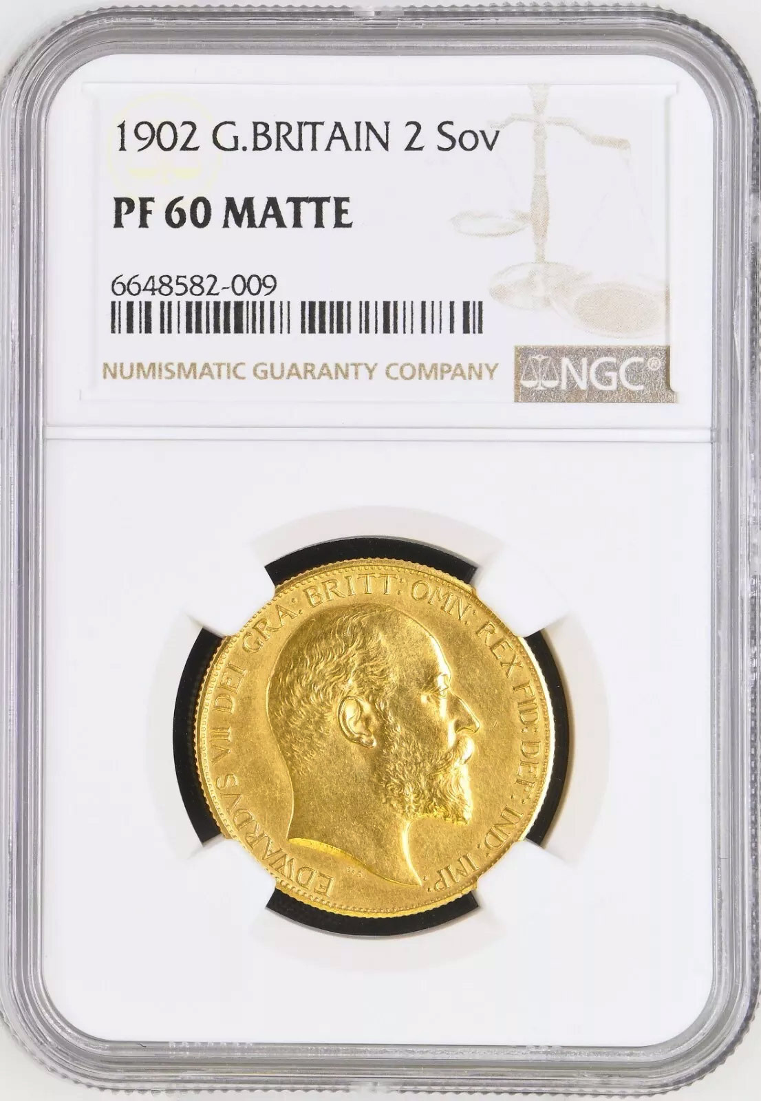 1902 Great Britain, Edward VII. Matte Proof Gold 2 Pounds Coin. NGC PF ...