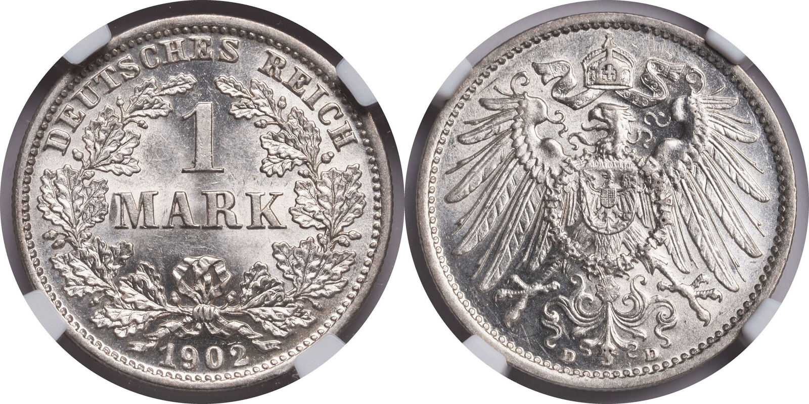 GERMANY 1902 D Silver 1 Mark Coin. Munich mint! NGC MS 62 | MA-Shops