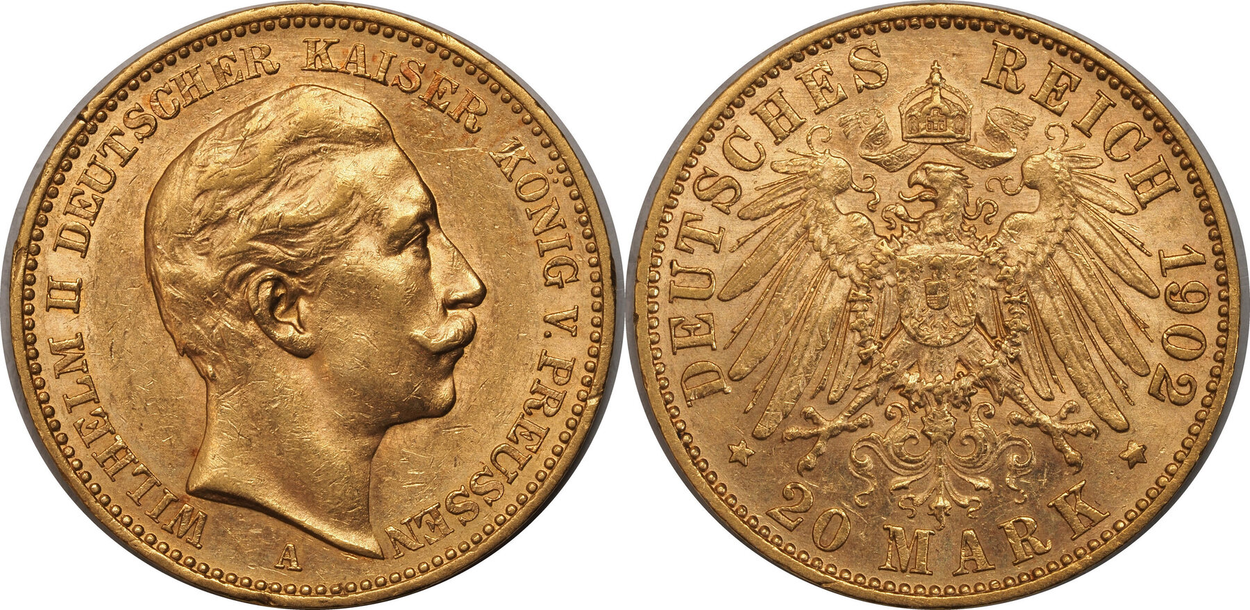 GERMANY 1902 A Prussia, Wilhelm II. Gold 20 Mark Coin. XF-AU | MA-Shops