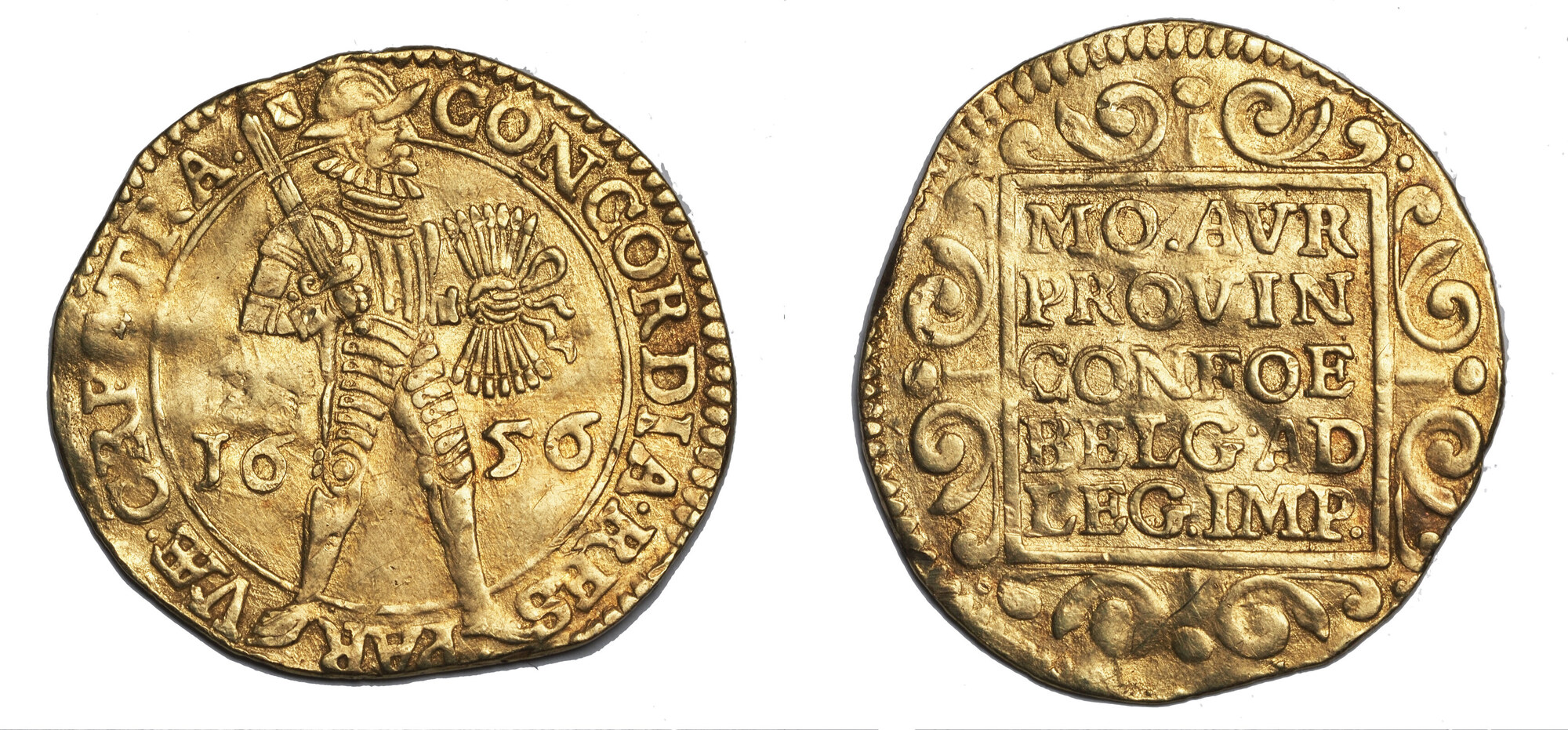 2 DUCATS 1656 Netherlands, Utrecht. Gold Knight 2 Ducat Coin. VF- (digs ...