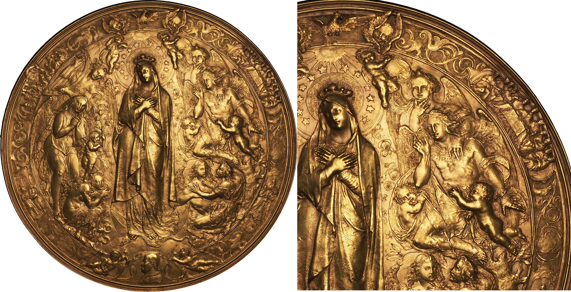 VATICAN 1854 Pius IX. Gilt Bronze Immaculate Conception Plaque Medal in ...