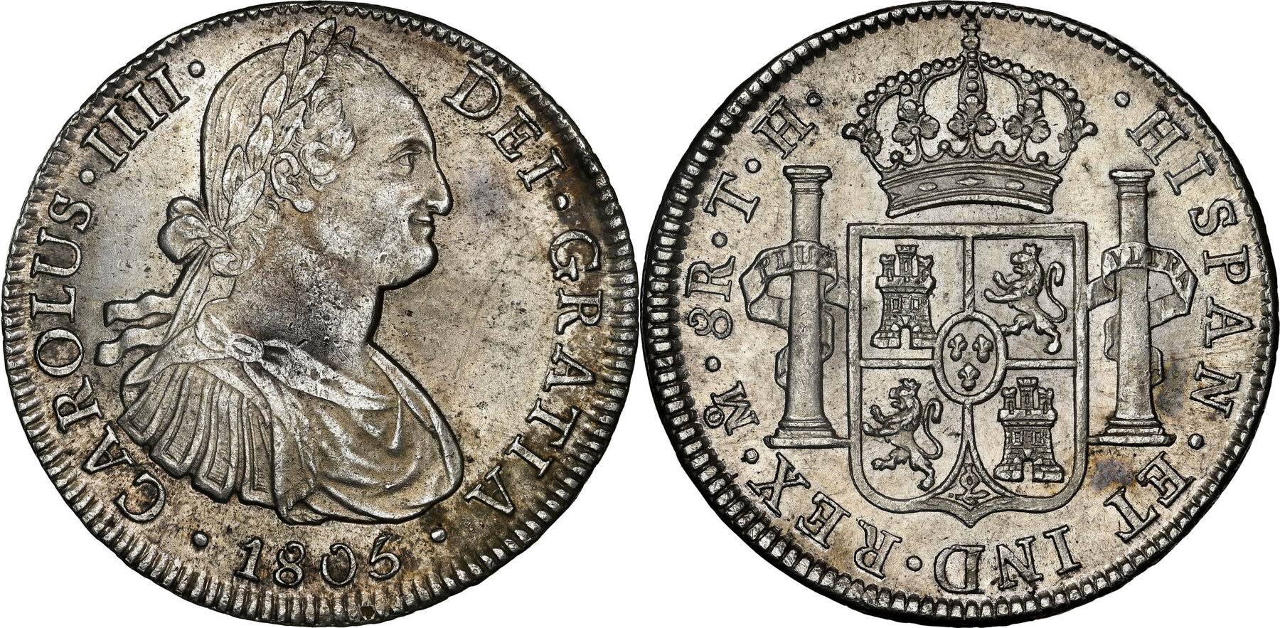 Mexico 1805 Charles IV. Colonial Silver 8 Reales Coin. Wide date! NGC ...
