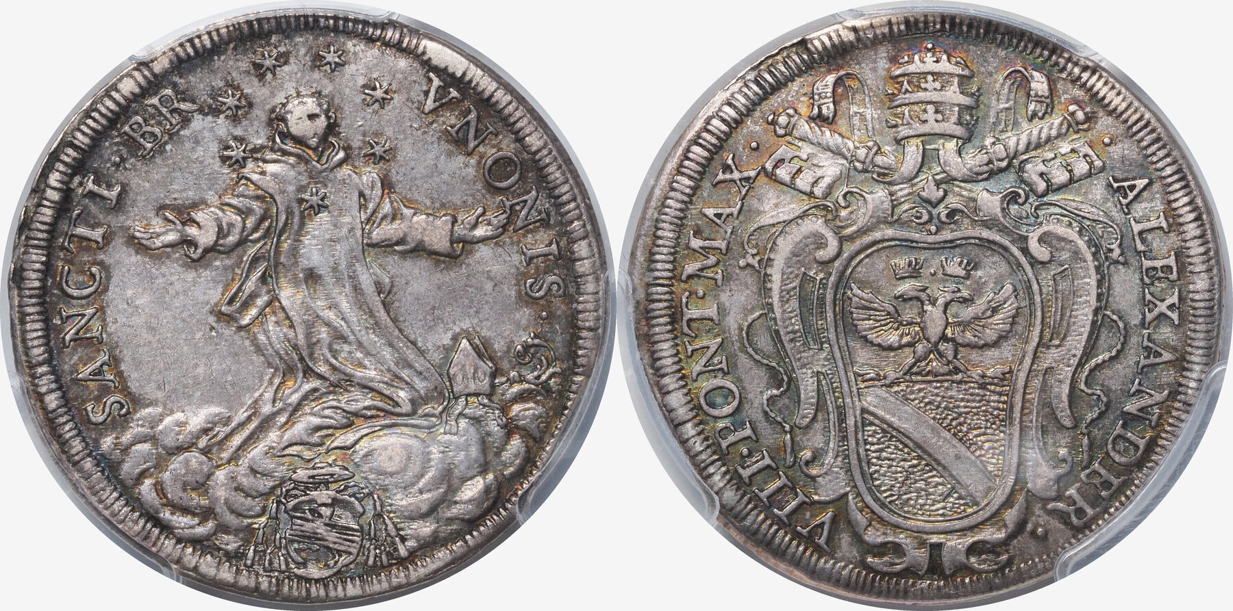 VATICAN Testone (30 Baiocchi) 1689 Pope Alexander VIII. Silver Testone ...