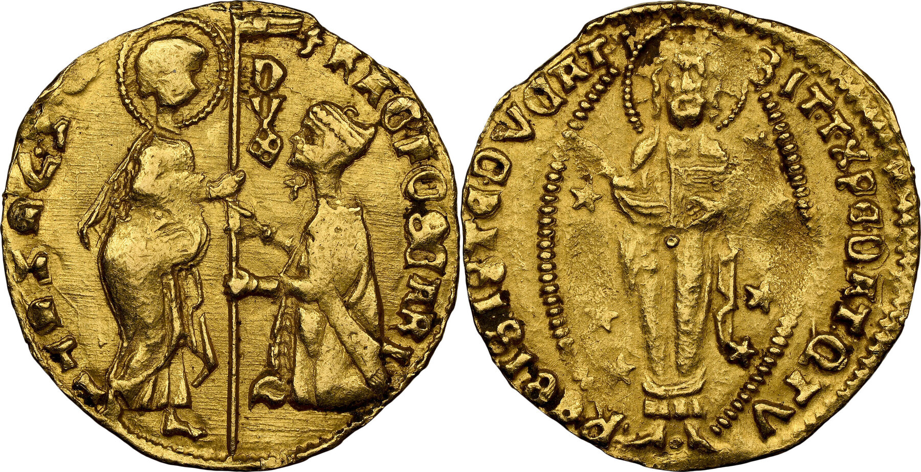 VENICE 1423-1457 Francesco Foscari. Gold Zecchino Ducat Coin. NGC AU 58 ...