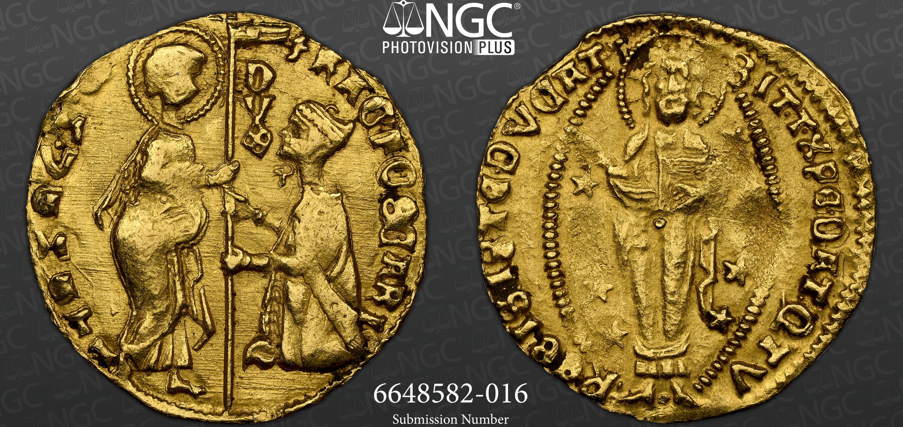 VENICE 1423-1457 Francesco Foscari. Gold Zecchino Ducat Coin. NGC AU 58 ...
