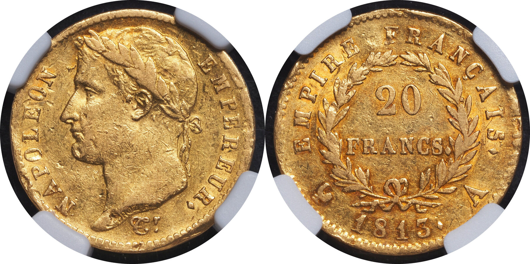FRANCE 20 Francas 1813A Napoleon I. Gold 20 Francs Coin. NGC XF Details ...
