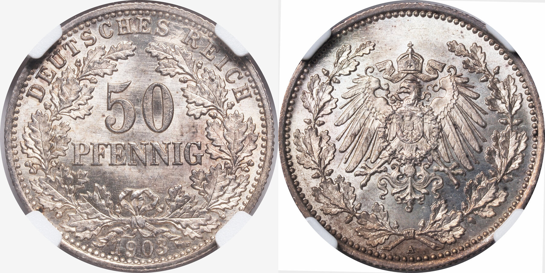 GERMANY 1903 A Silver 50 Pfennig Coin. Rare Date & Low Population! NGC ...