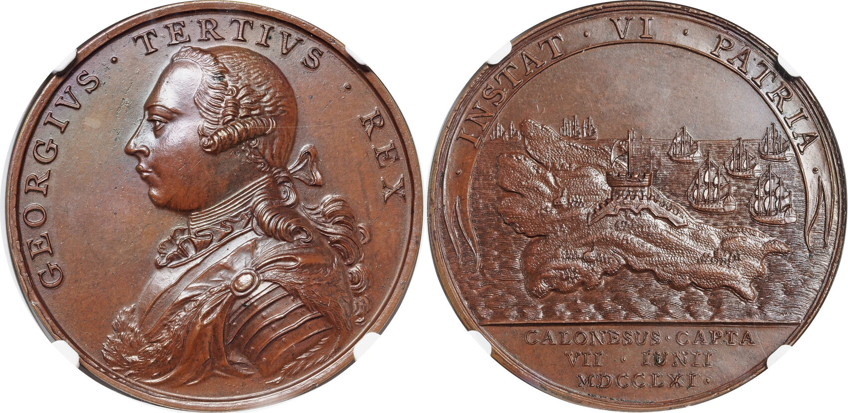 Great Britain Medal 1761 George III. The Capture of Belle Île (French Island off the Brittany ...