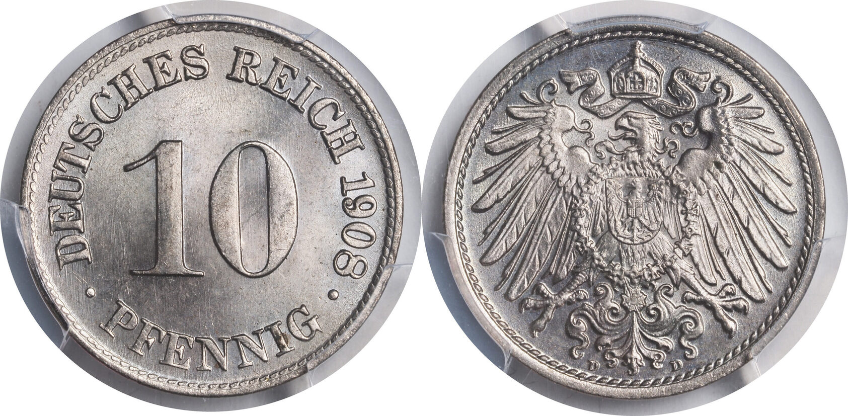 Germany-Empire 1908 D Germany (Empire). Copper-Nickel 10 Pfennig Coin ...