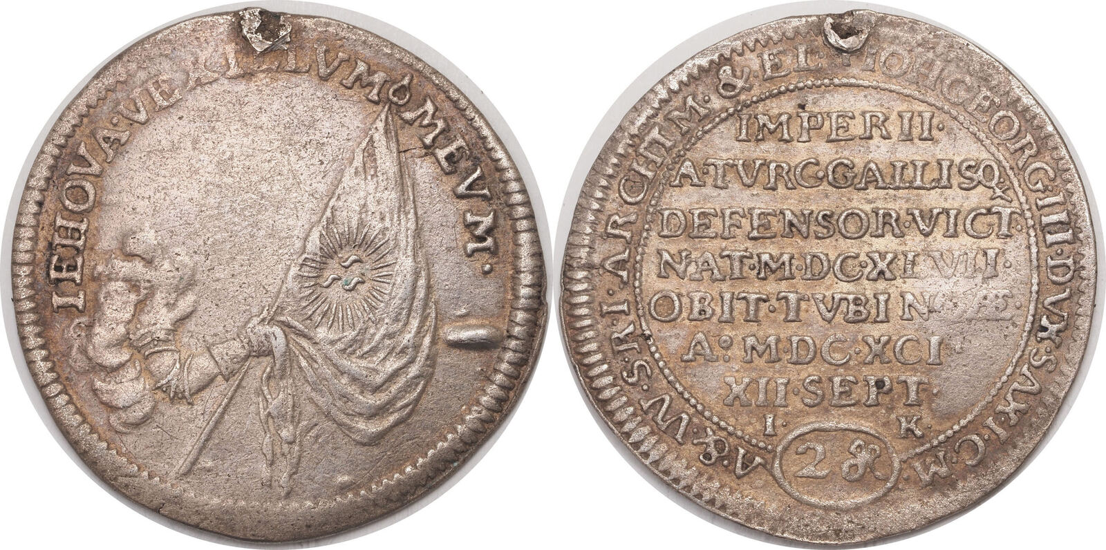 Saxony 1/12 Thaler (2 Groschen) 1691 John George III. Doppelgroschen. VF (mounting mark) | MA-Shops