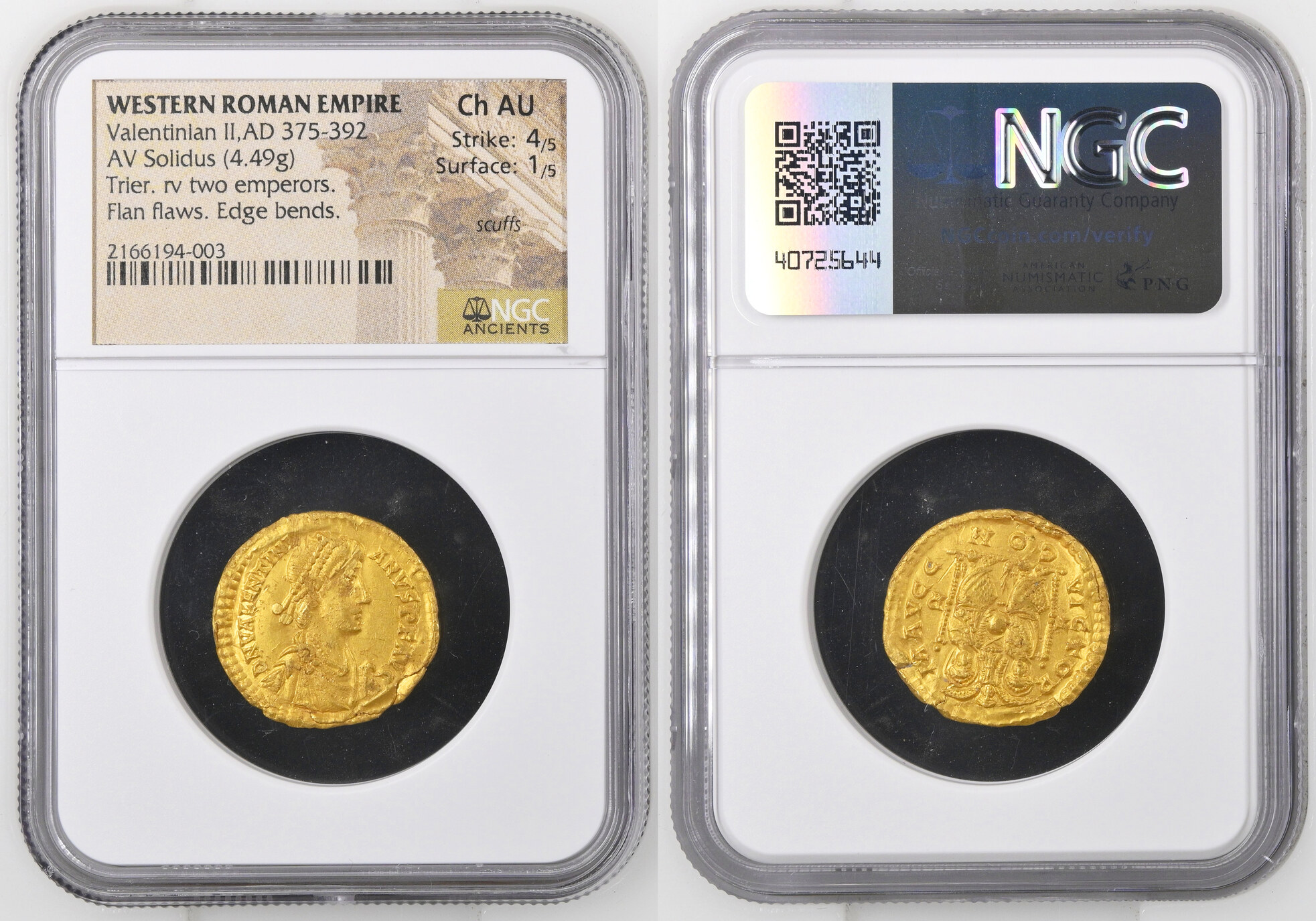 Western Roman Empire AV Solidus Valentinian II, 375-392 A Leo I (457 ...