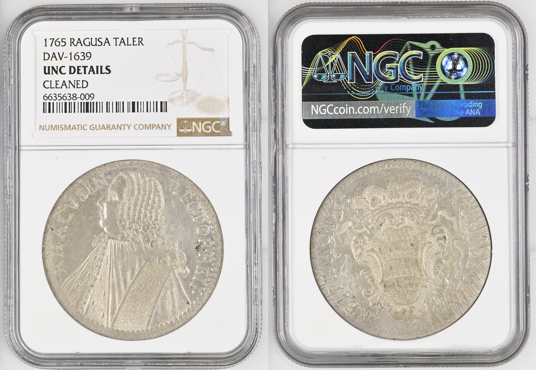 CROATIA 1765 Ragusa (Republic). Silver Tallero (Ducat et Sem / Thaler ...