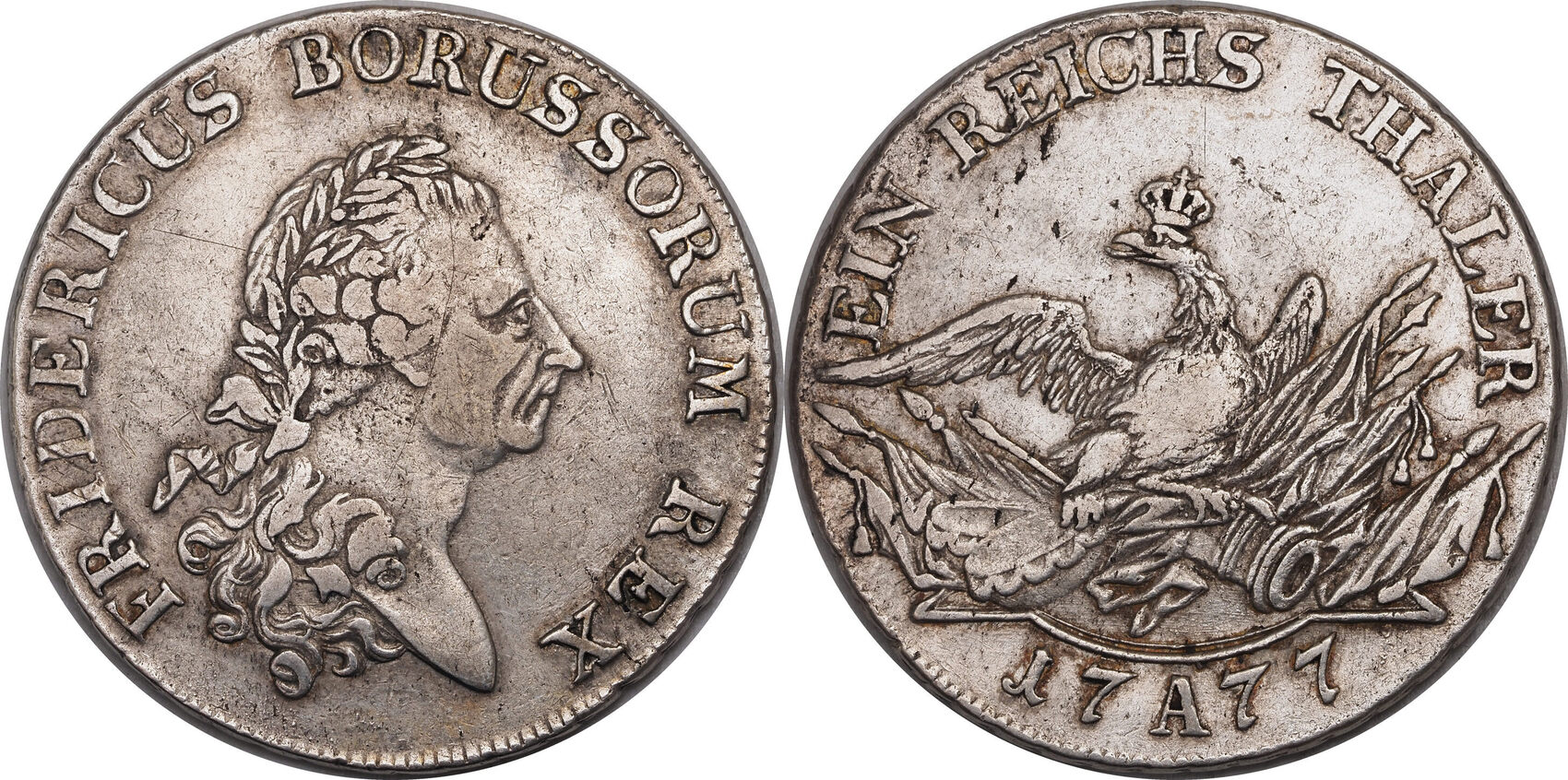 GERMANY-PRUSSIA 1777 Frederick II. Silver Thaler Coin. VF+ | MA-Shops
