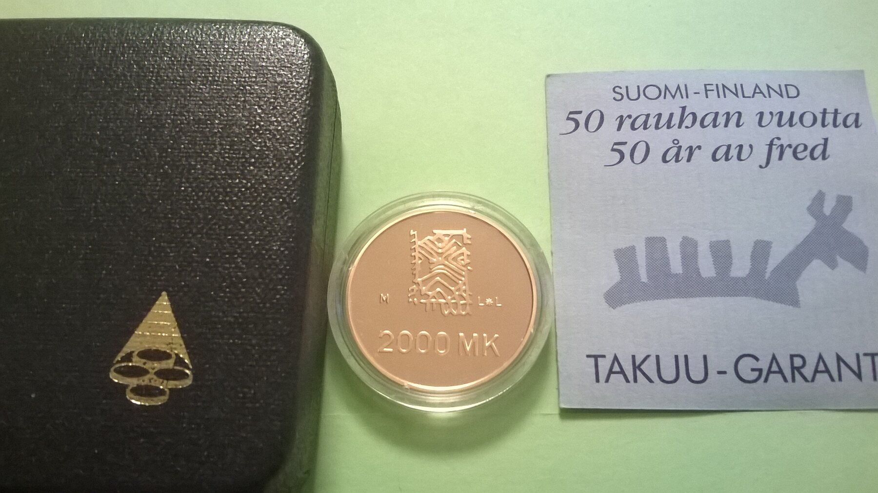 Finland 2000 mk markkaa 1995 Peace in 50 Years. Biggest Finnish gold ...