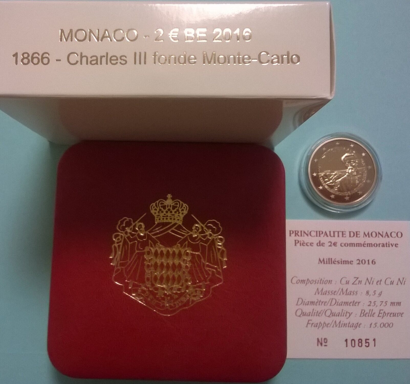 Monaco 2 Euro 2016, Charles III Monte Carlo. Proof | MA-Shops