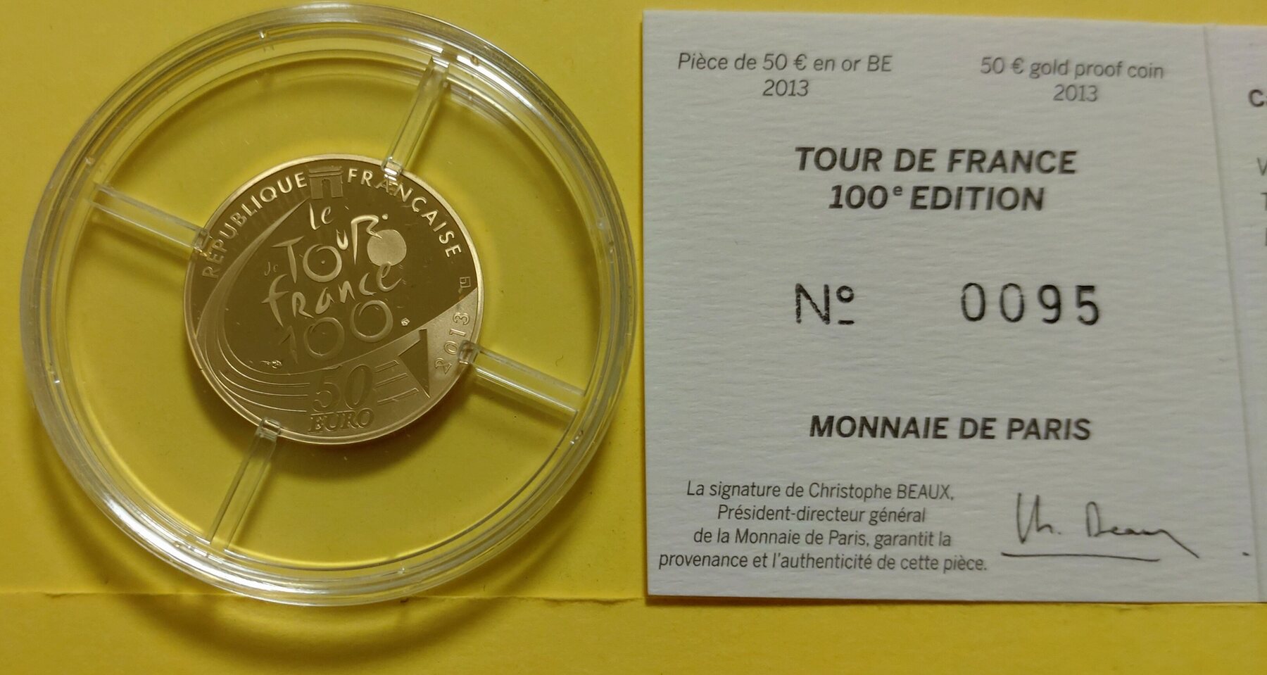 France, Frankreich 50 Euro 2013 Tour de France 100 Years, 1/4 oz Gold ...