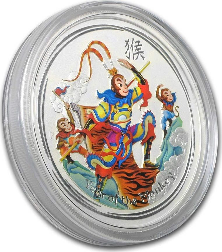 Australien 8 AUD 2016 5 oz Perth Mint Monkey King Color Brilliant ...