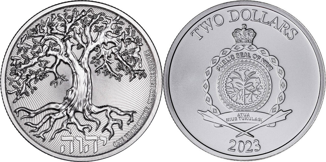 2 Dollar Silver coin Tree of Life 2023 1 oz Tree of Life Niue Silver ...